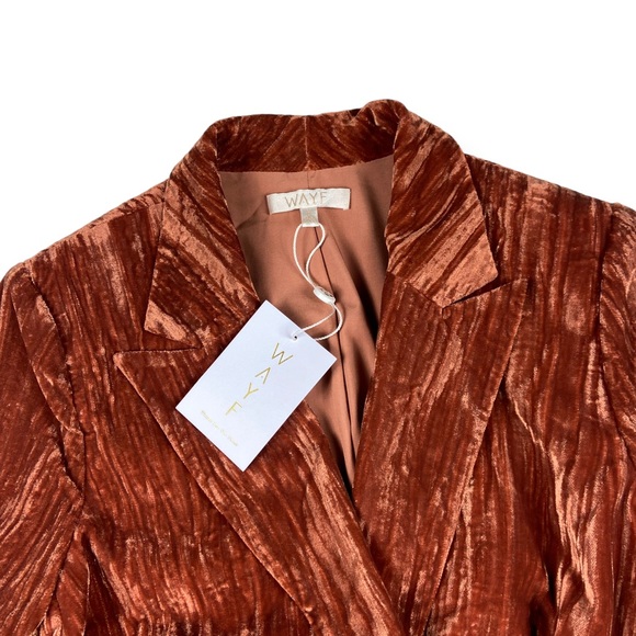Wayf | Jackets & Coats | Wayf Presley Rust Brown Velvet Double Breasted ...